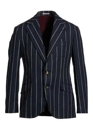 Brunello Cucinelli Single-breasted Striped Tweed Blazer - Blue