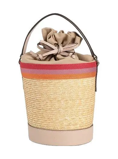 GIANNI CHIARINI Raffia And Leather Bucket Bag - Beige