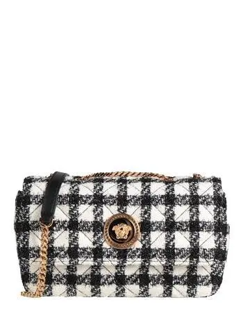 Versace Cross-body Bag In Virgin Wool, Polyamide, And Lambskin - Black