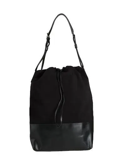 High Shoulder Bag In Textile Fibers And Leather - Black