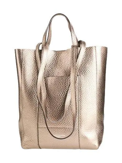 GIANNI CHIARINI Bronze Metallic Pebbled Leather Shopper Bag - Yellow