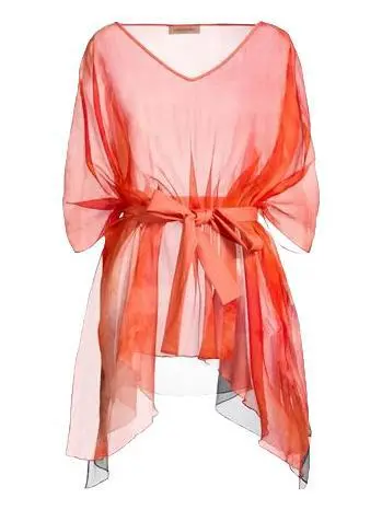 GENTRYPORTOFINO Silk Kaftan Top - Tomato Red