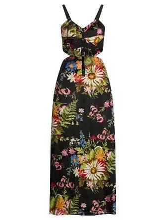 Antik Batik Floral-print Cotton Maxi Dress - Black