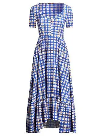 High Fantastic Checked Midi Dress - Blue