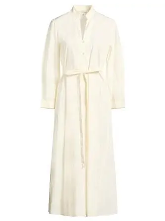 Antik Batik Cream Cotton Midi Shirt Dress - White