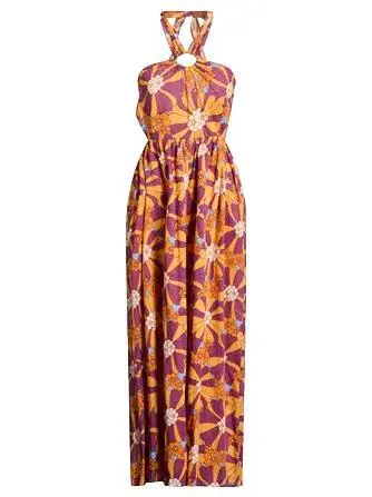 Antik Batik Floral-print Cotton Maxi Dress - Orange