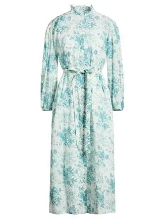 Antik Batik Midi Shirt Dress With Floral Print - Blue