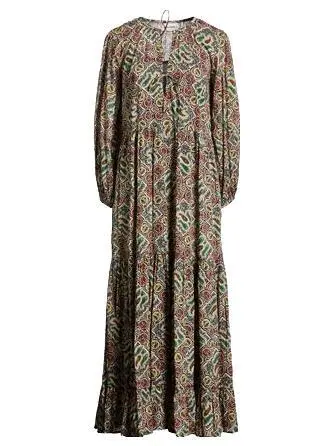 Antik Batik Flared Maxi Dress - Green