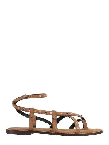 Ba&sh Leather Thong Gladiator Sandals - Beige