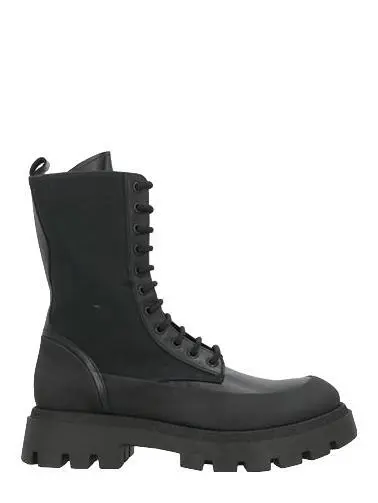 High Leather And Textile Ankle Boots - Black