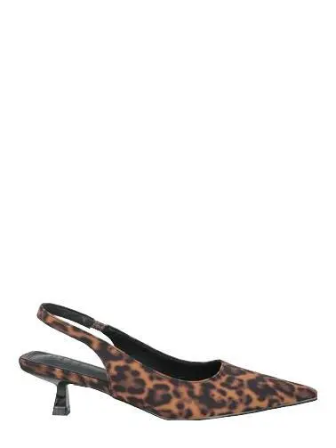 TWENTY FOUR HAITCH Leopard-print Slingback Kitten Heel Pumps - Brown
