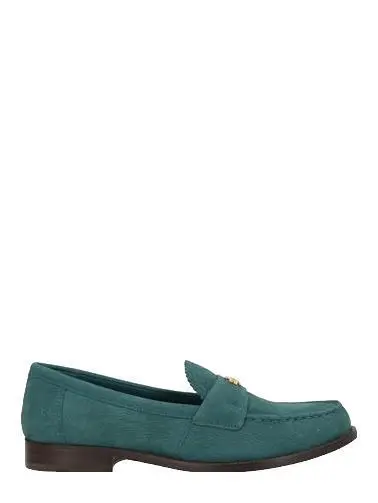 Tory Burch Deep Teal Leather Loafers - Green