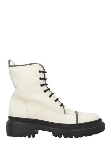 POLLINI Ivory Calfskin Ankle Boots - White