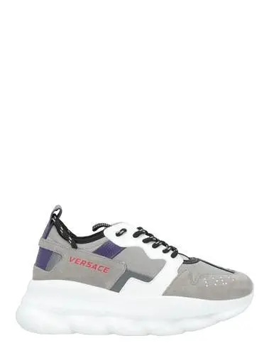 Versace Chunky Sneakers With Suede And Mesh Detailing - Grey