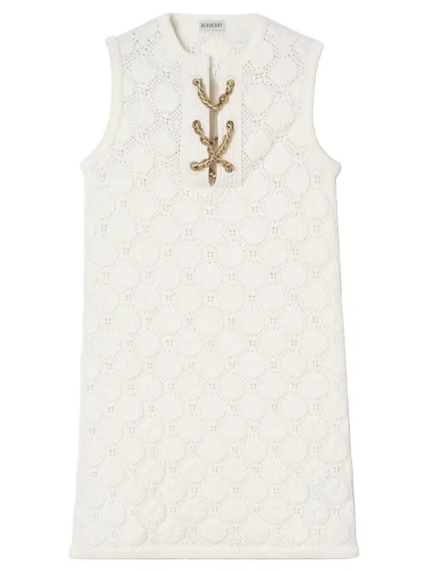 Burberry Crochet Cotton-blend Mini Dress - White