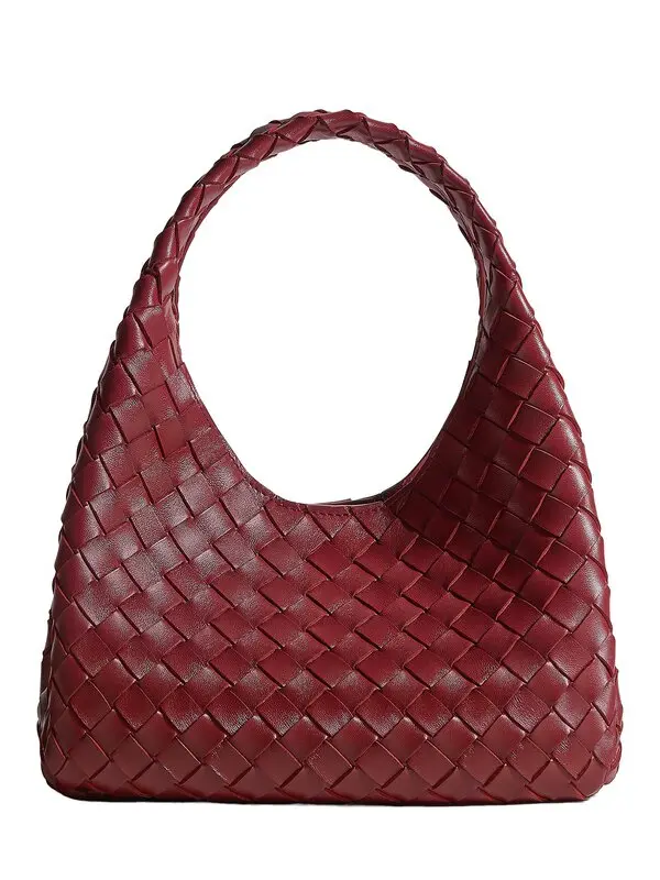 BOTTEGA  VENETA Small Intrecciato Leather Campana Shoulder Bag - Lava Red