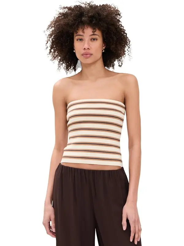 Cara Cara Briar Tube Top - Navy/ginger Stripe