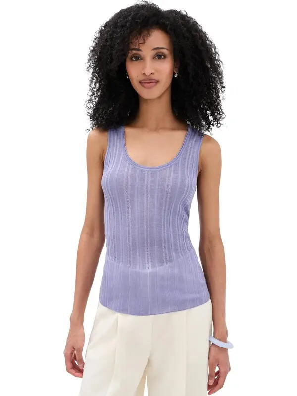 Theory Scoop Pointelle Tank - Lavender Glow