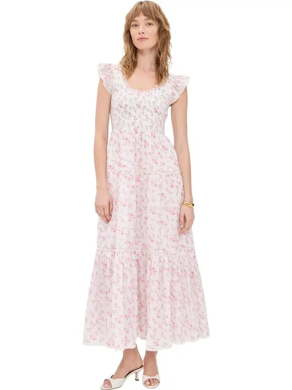 LoveShackFancy Chessie Floral-print Midi Dress - Rustic Orchid