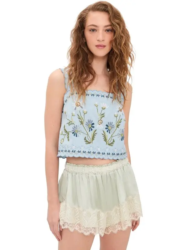 Sea Audra Embroidered Tank Top - Blue