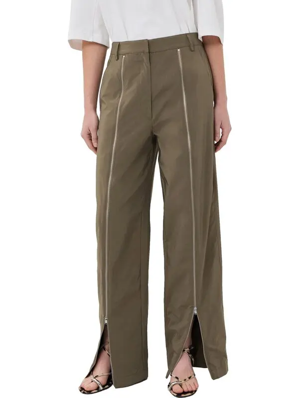 Tibi Nylon Zipper Trousers - Dark Taupe