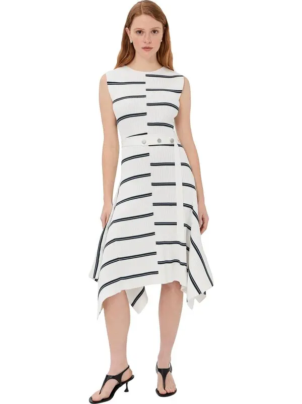 Proenza Schouler Artemis Rib Knit Dress - White Multi