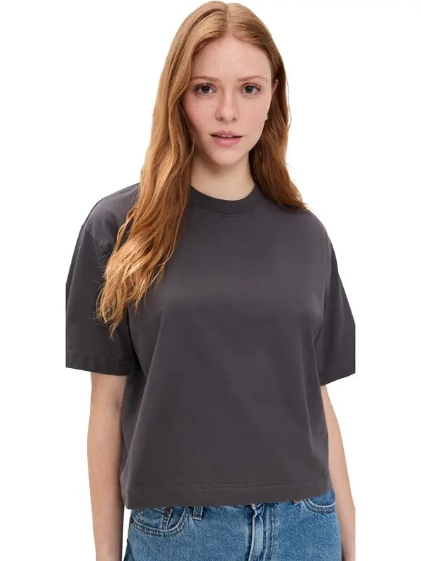 Madewell Boxy Crop Tee In Allday Jersey - Black Coal