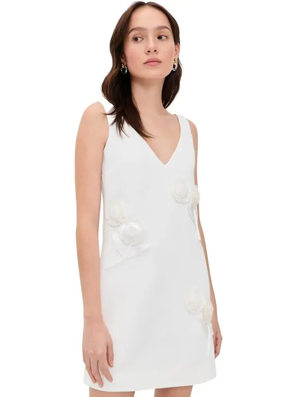SELF-PORTRAIT Crepe Embellished Flower Mini Dress - White
