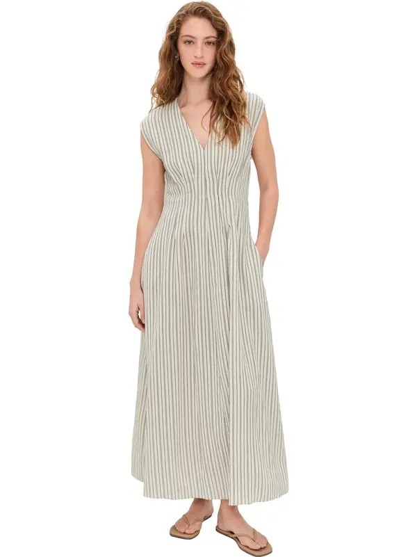 Rag & Bone Ines Stripe Satin Maxi Dress - Cream Stripe
