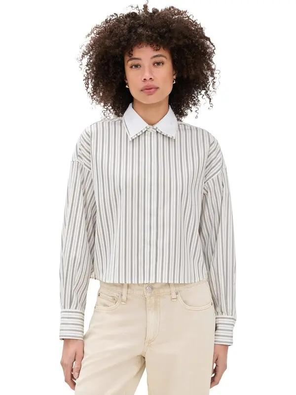 Rag & Bone Marin Stripe Layered Shirt - Cream Stripe