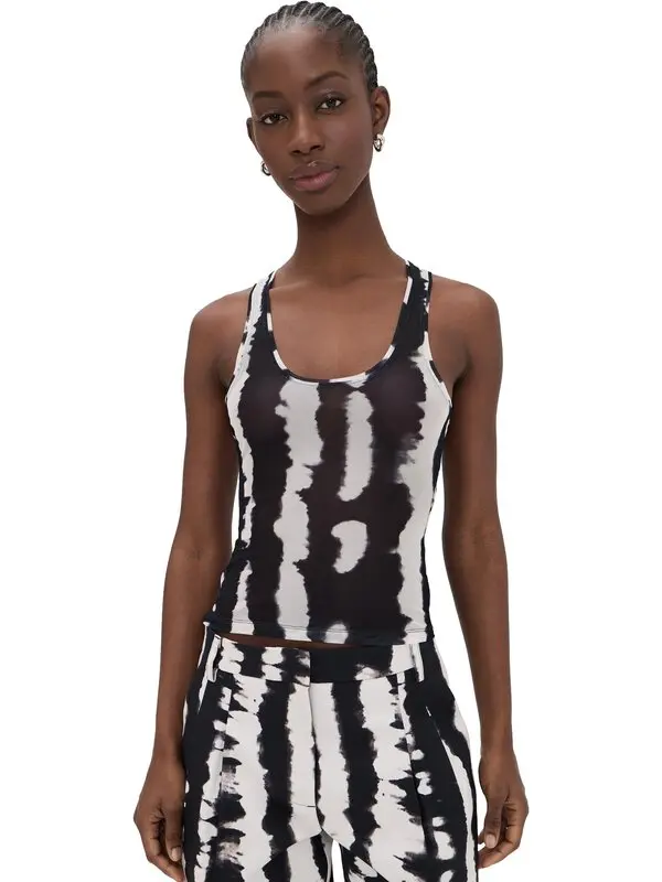 AKNVAS Loni Tie-dye Mesh Tank - Black White