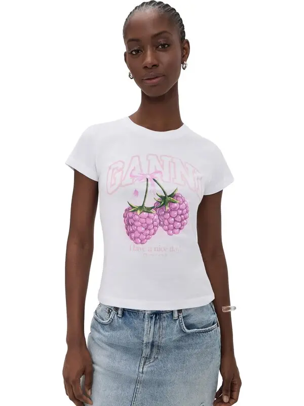 GANNI Baby Fit T-shirt - Bright White