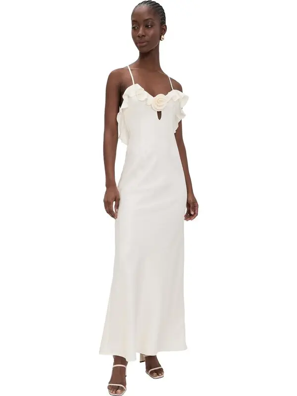 RUNAWAY THE LABEL Avalee Frill Trim Maxi Dress - Ivory