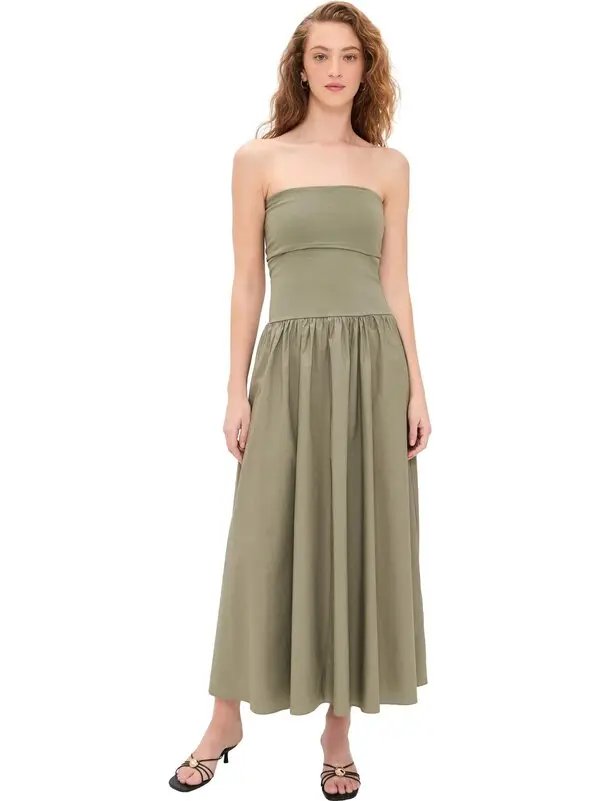 BY MALENE BIRGER Marc Mixed Media Maxi Dress - Deep Lichen Green