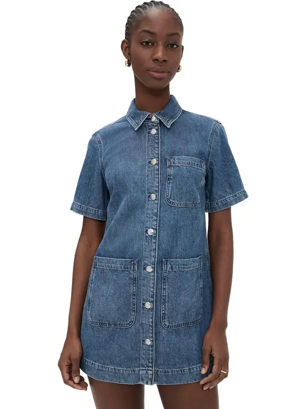 Madewell Airy Denim Boxy Mini Shirtdress - Pickett Wash