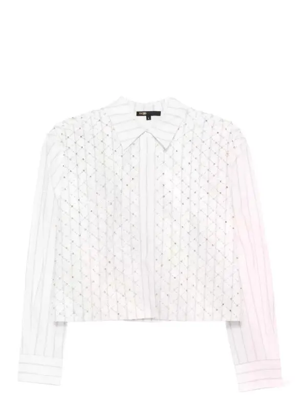 Maje Striped Embellished Shirt - White