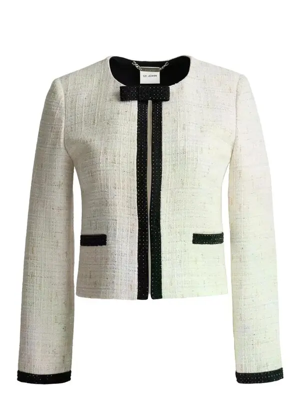 St. John Tweed Appliqué Jacket - Neutrals