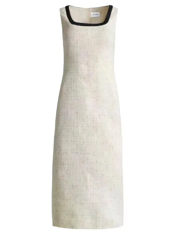 St. John Tweed Square-neck Midi Dress - Neutrals
