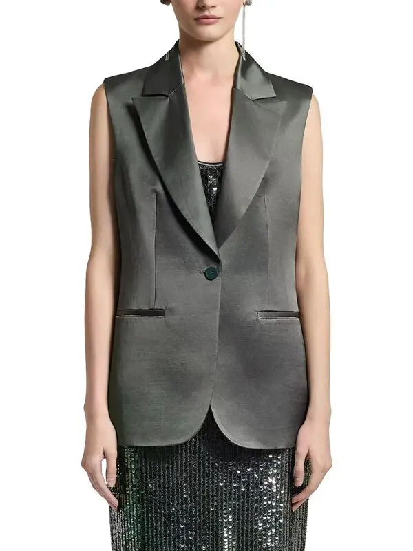 Peserico Shawl Collar Pocket Waistcoat - Grey