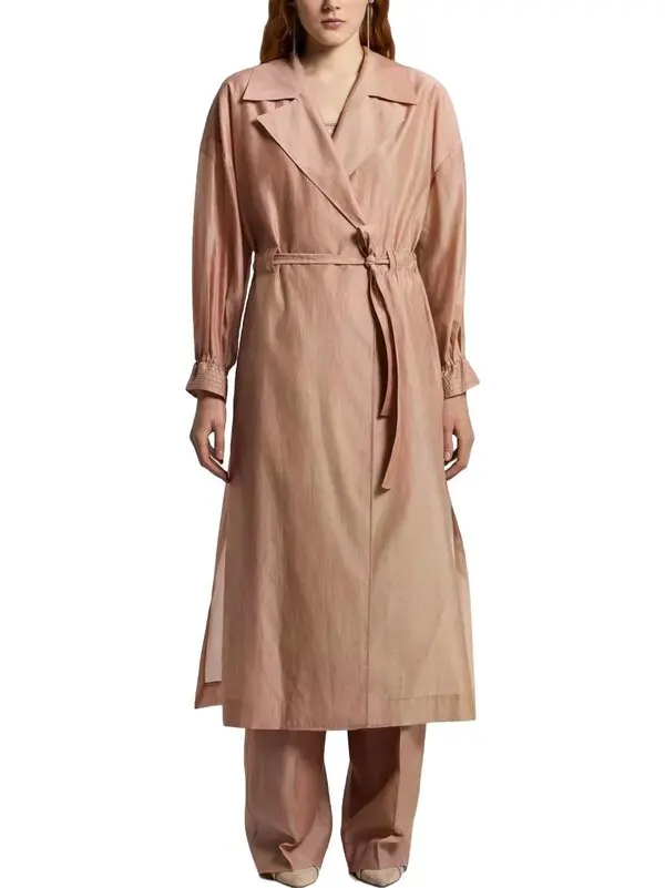 Peserico Belted Coat With Lapel Collar - Pink