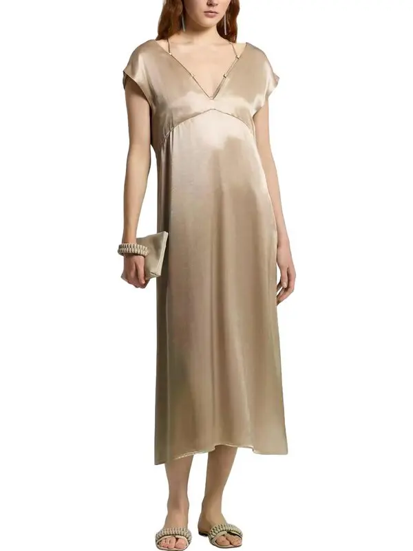Peserico V-neck Midi Dress - Neutrals