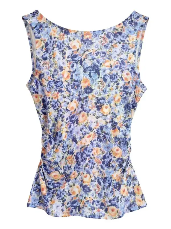 Ulla Johnson Floral Gathered Top - Blue