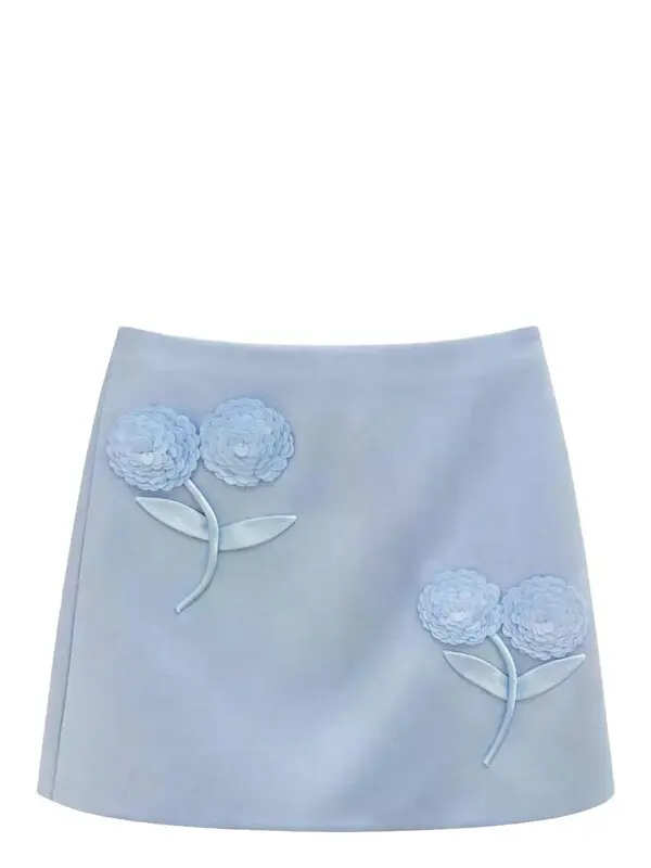 SELF-PORTRAIT Sequin Flowers Mini Skirt - Blue