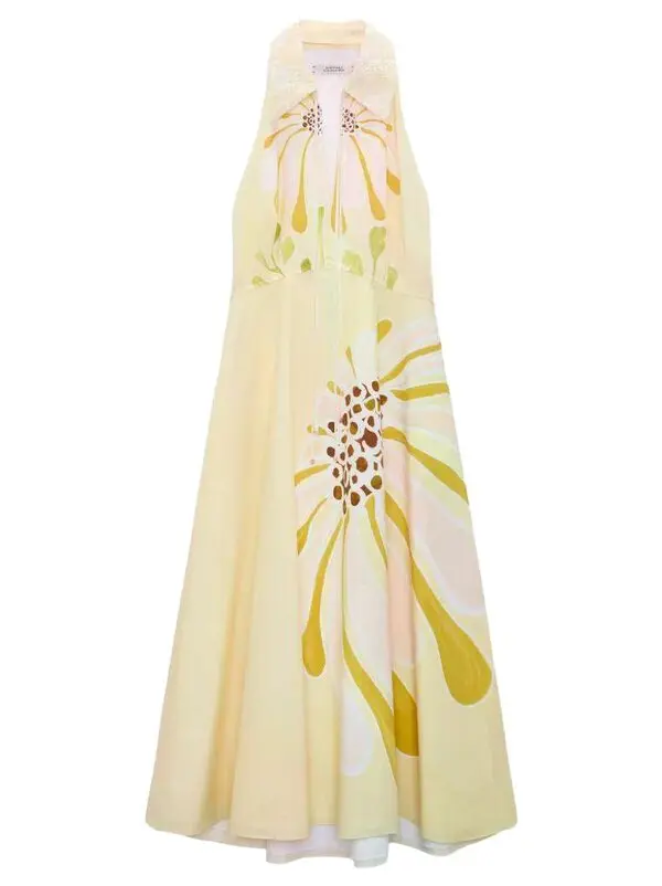 Dorothee Schumacher Floral Poplin Midi Dress - Yellow