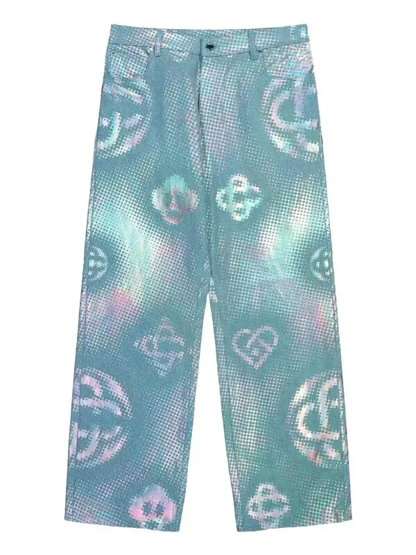 Casablanca Pearlescent Monogram Baggy Jeans - Blue