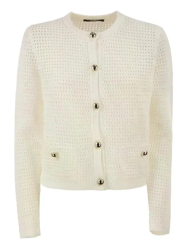 Fabiana Filippi Openwork Knit Cardigan With Jewel Buttons - Neutrals