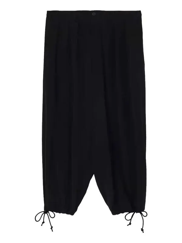 Yohji Yamamoto Drawstring Pleated Trousers - Black