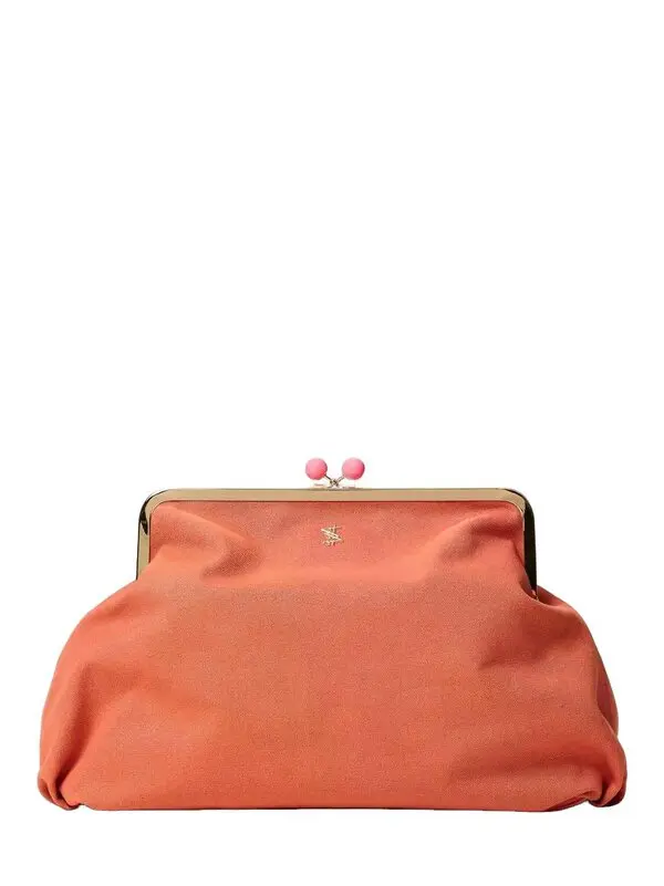 TWINSET Canvas Clutch Bag With Detachable Shoulder Strap - Orange