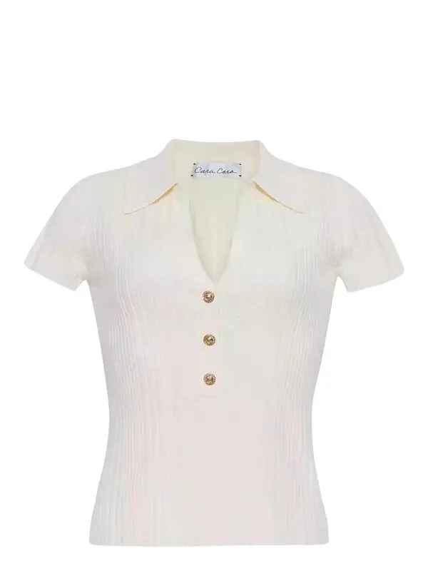 Cara Cara Ivanna Ribbed Button Top - Neutrals