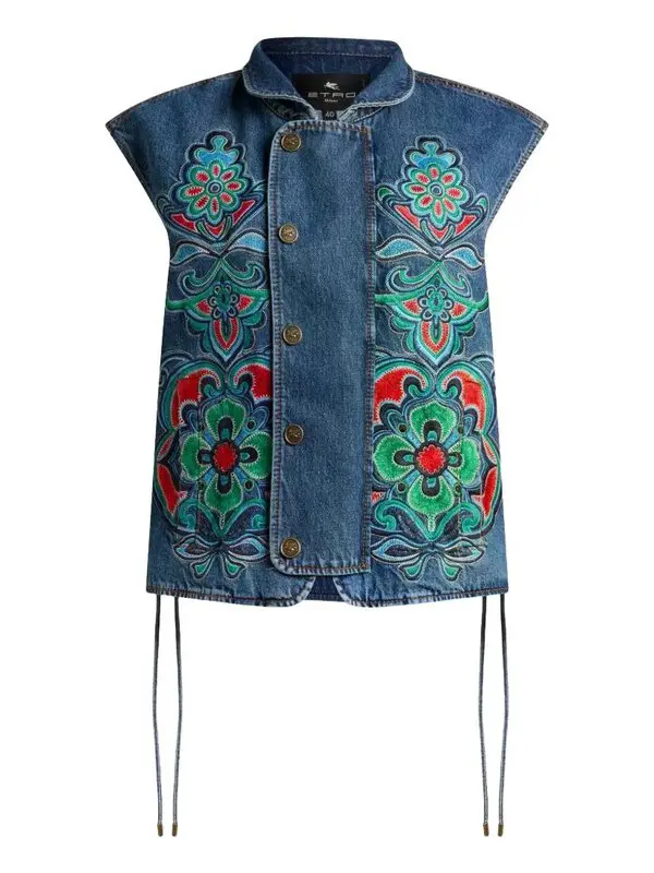 Etro Floral-motif Gilet - Blue